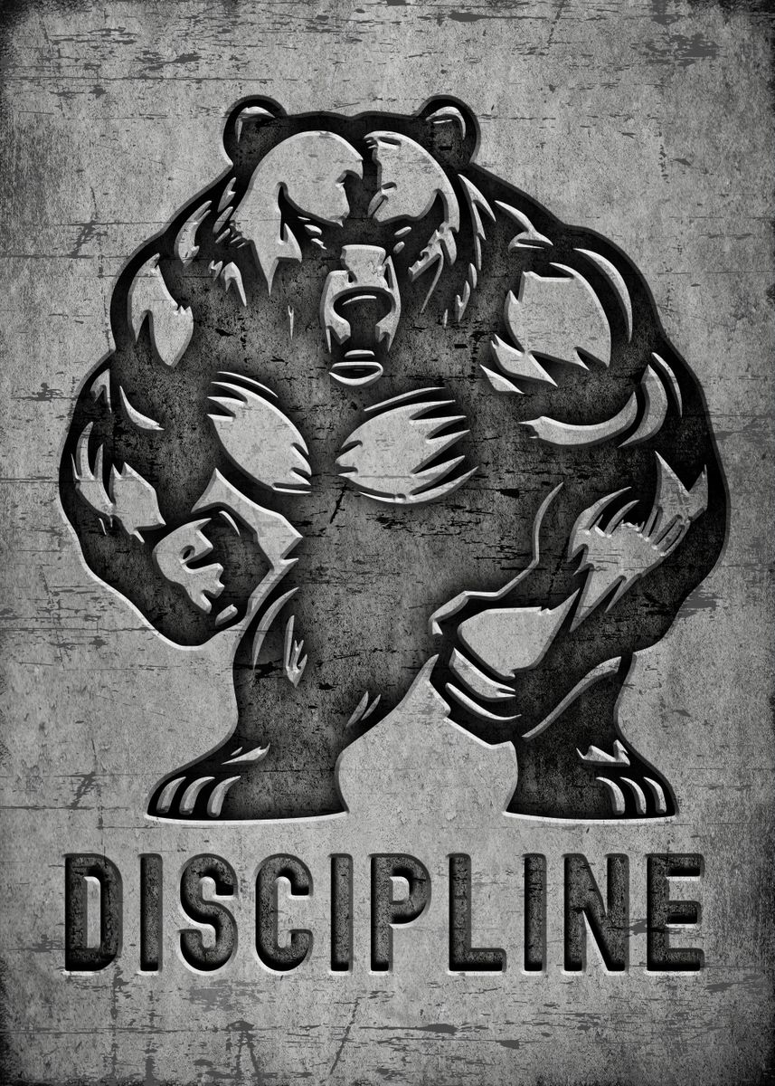 'Discipline Gym Bear ' Poster, picture, metal print, paint by XandYart ...