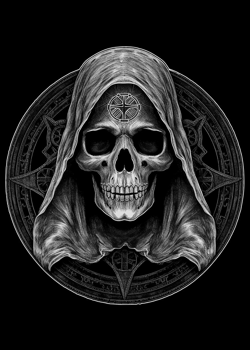 'Occult Dark Fantasy Skull' Poster, picture, metal print, paint by ...