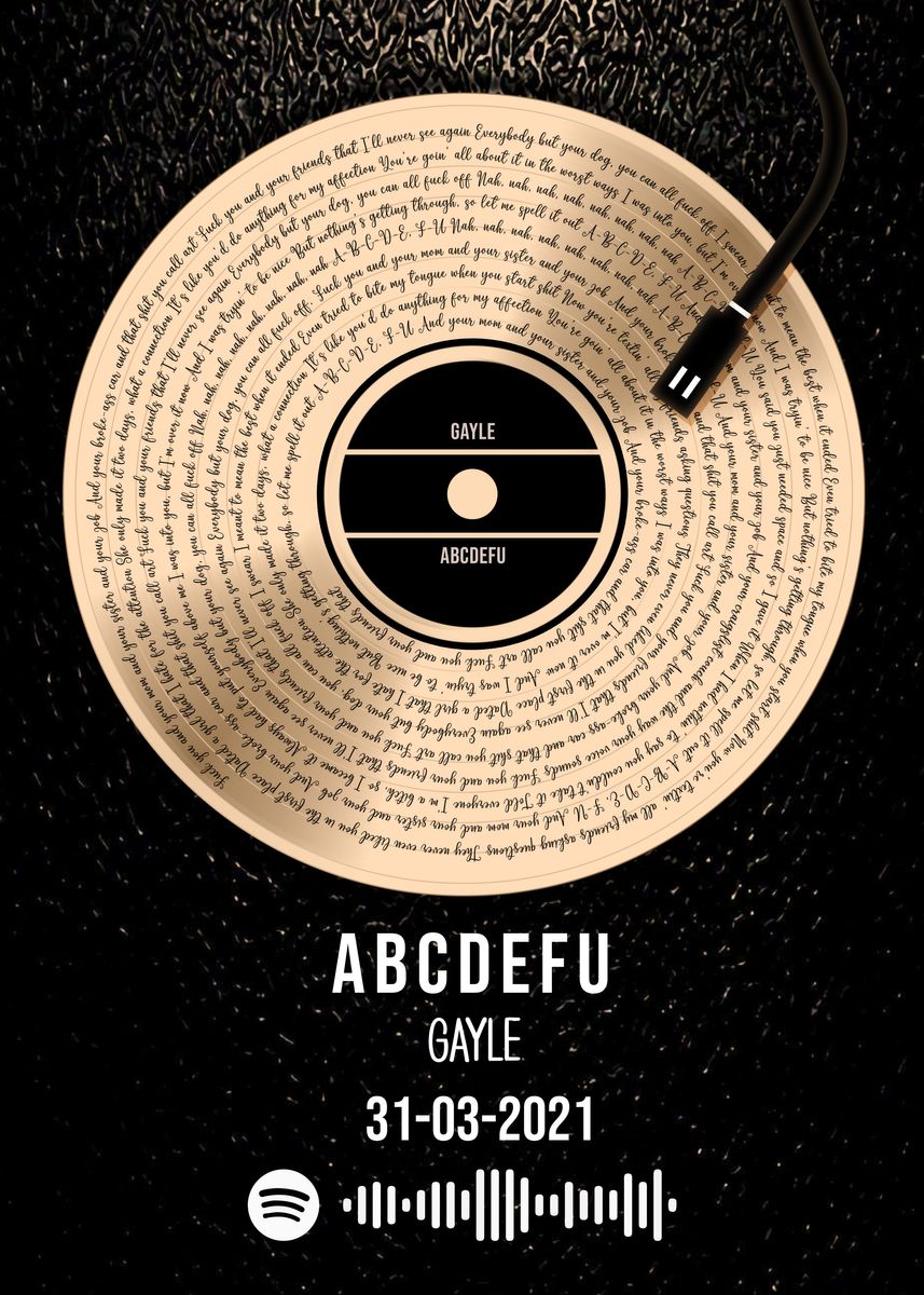 'abcdefu lyrics song' Poster, picture, metal print, paint by Charlie ...