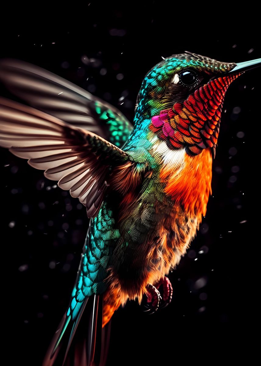 'Hummingbird Colorful' Poster, picture, metal print, paint by ...