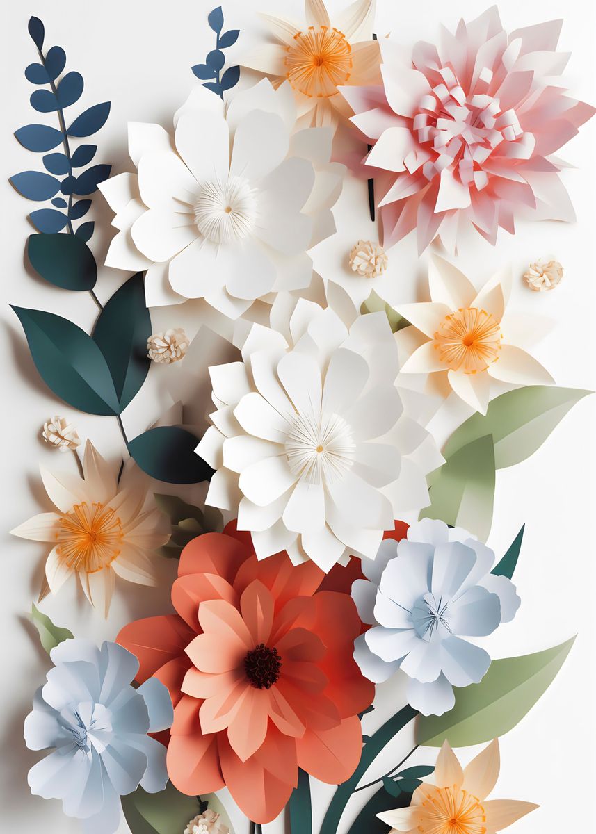 'Paper flowers' Poster, picture, metal print, paint by Nathan Ponty ...