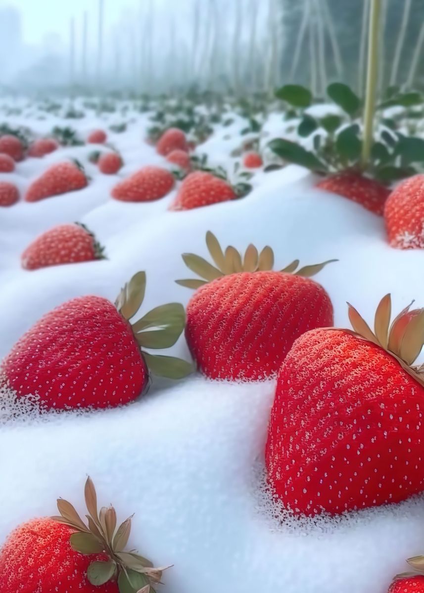 'red strawberries ' Poster, picture, metal print, paint by lanem anda ...