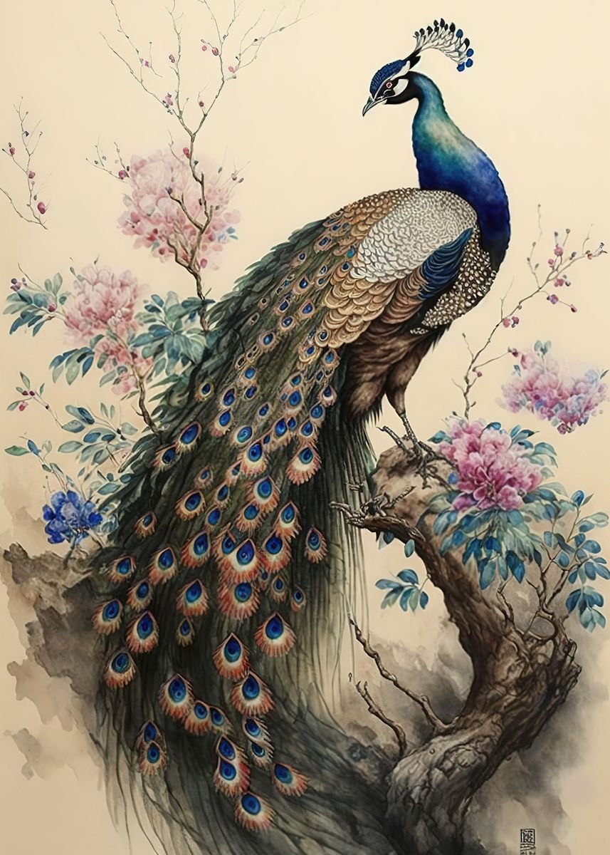 'peacock animal' Poster, picture, metal print, paint by King Kean ...