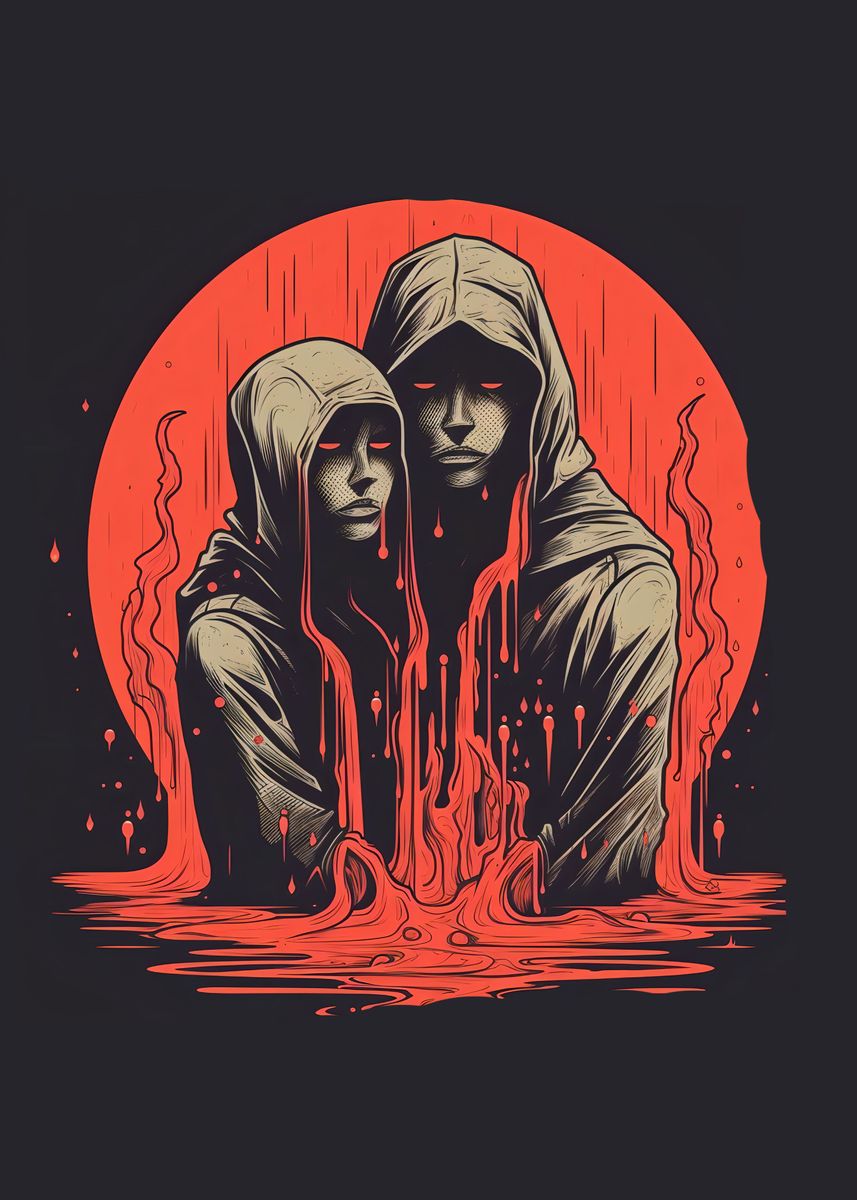 'Lovers in Blood' Poster, picture, metal print, paint by Psycho Imaging ...
