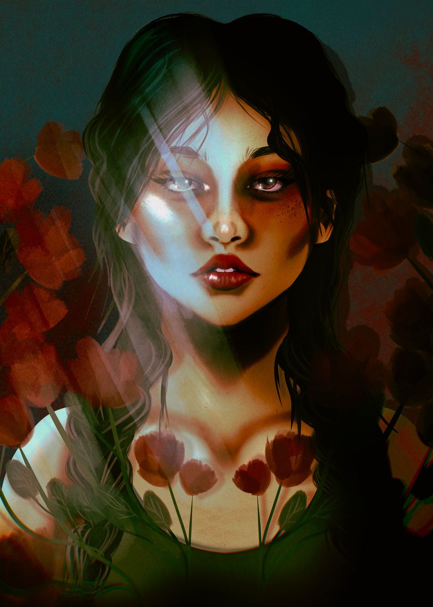 'Red Flora' Poster, picture, metal print, paint by Doodles By Clo ...