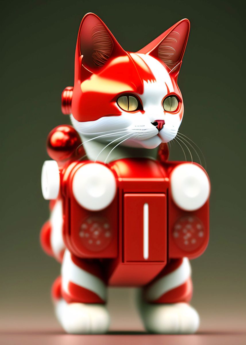 'CAT ROBOTS' Poster, picture, metal print, paint by LuckStory | Displate