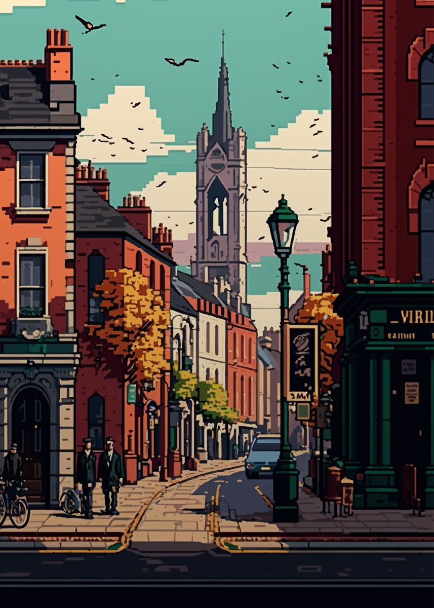'Dublin Pixel art' Poster, picture, metal print, paint by M Art | Displate