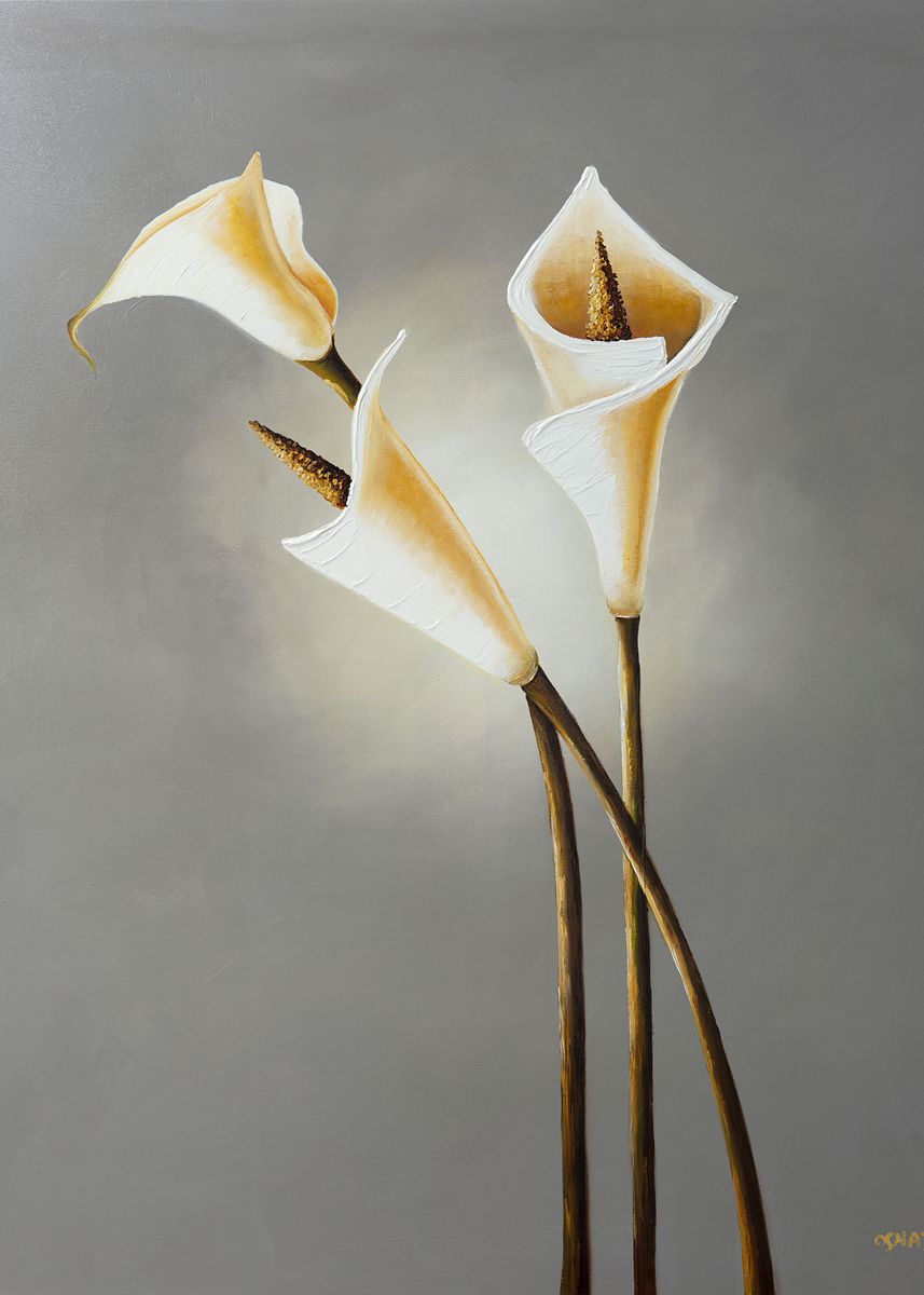 'Three Lilies' Poster, picture, metal print, paint by Osnat Tzadok ...