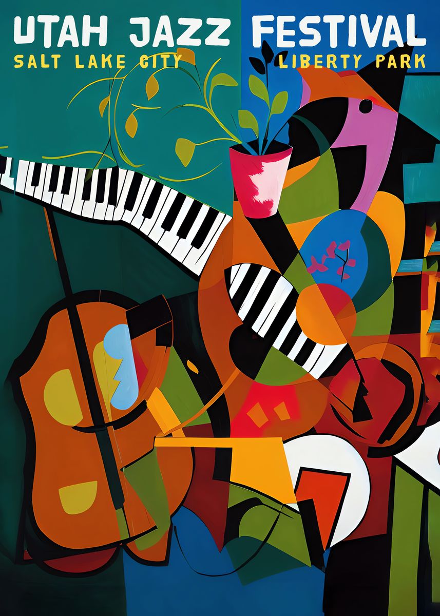 'Utah Jazz Festival Poster' Poster, picture, metal print, paint by BluePinkPanther | Displate