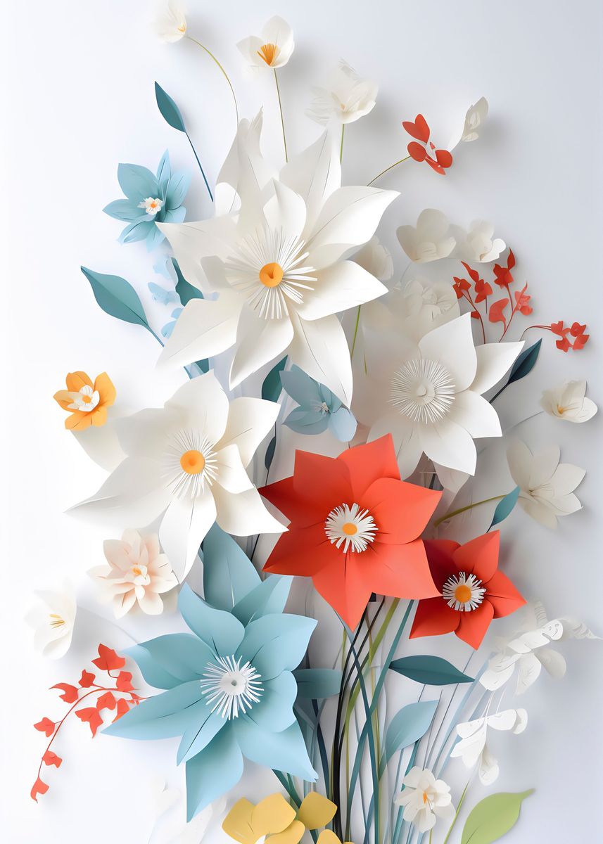 'Paper flowers ' Poster, picture, metal print, paint by Nathan Ponty ...