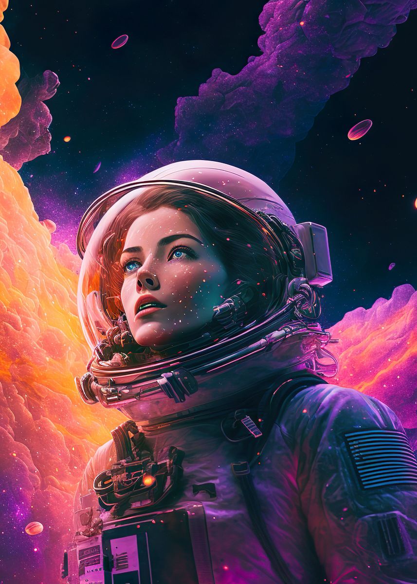'The Female Astronaut' Poster, picture, metal print, paint by TESSERACT ...