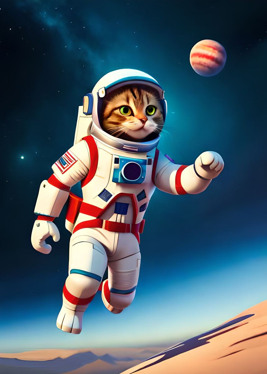 'cat astronaut space' Poster, picture, metal print, paint by noer thoif ...