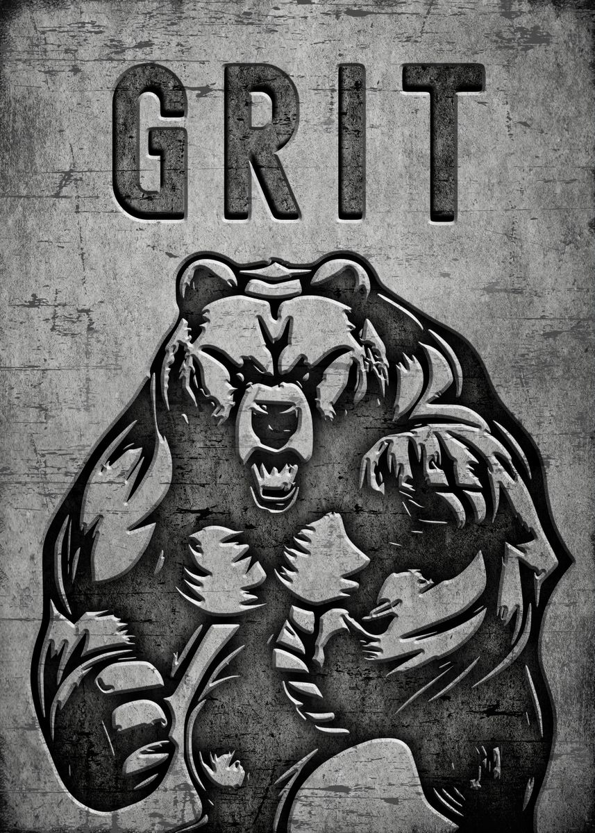 'Grit Gym Bear ' Poster, picture, metal print, paint by XandYart | Displate