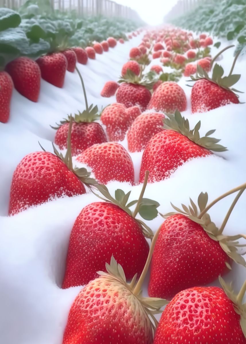 'red strawberries ' Poster, picture, metal print, paint by lanem anda ...