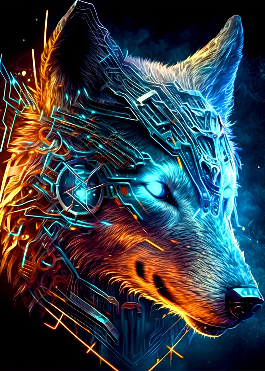 'Colorful Wolf' Poster, picture, metal print, paint by bds land | Displate