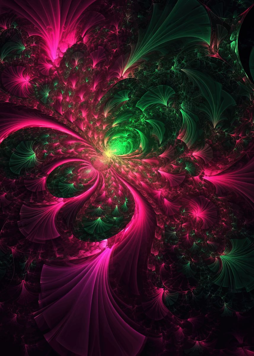 'Acid Fractal' Poster, picture, metal print, paint by The Fire | Displate