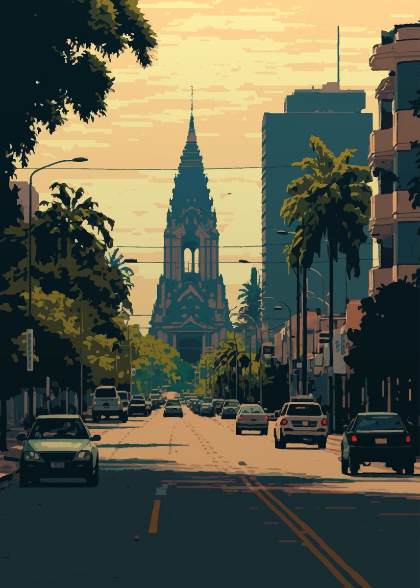 'Phnom Penh Pixel art' Poster, picture, metal print, paint by M Art | Displate