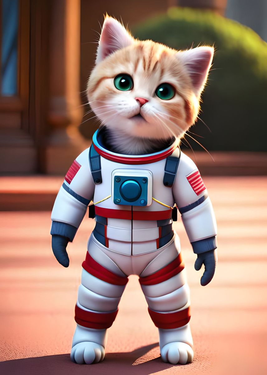 'cat astronaut' Poster, picture, metal print, paint by noer thoif ...