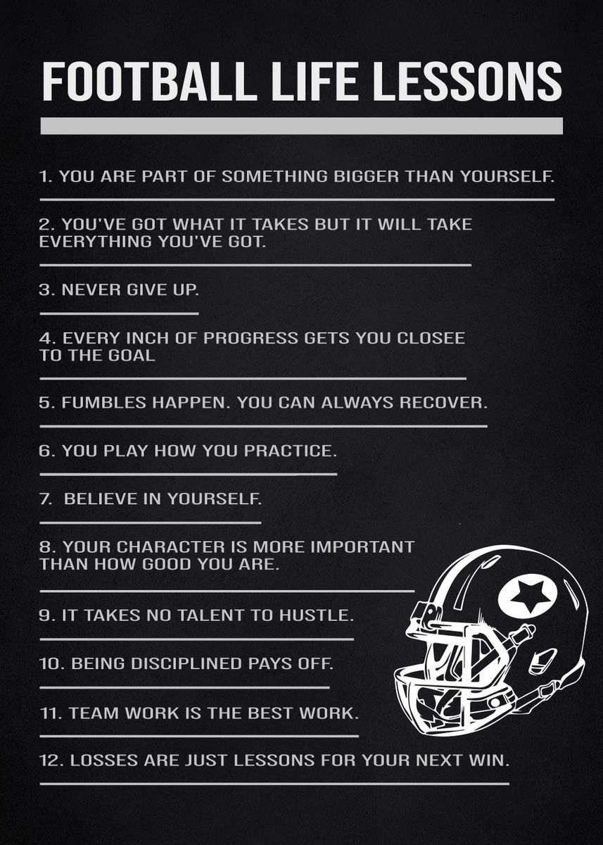'football life lessons' Poster, picture, metal print, paint by Muerller ...