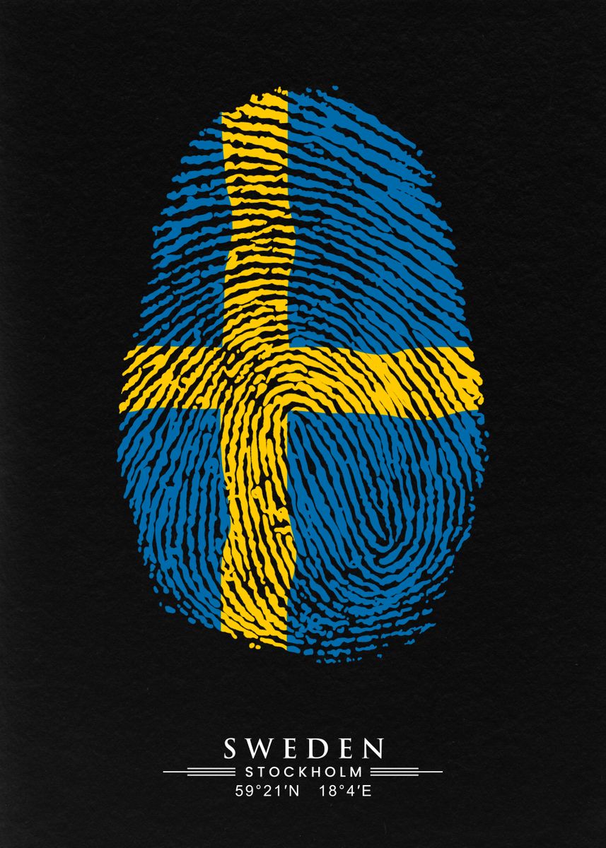 'sweden finger flag art' Poster, picture, metal print, paint by yunur ...