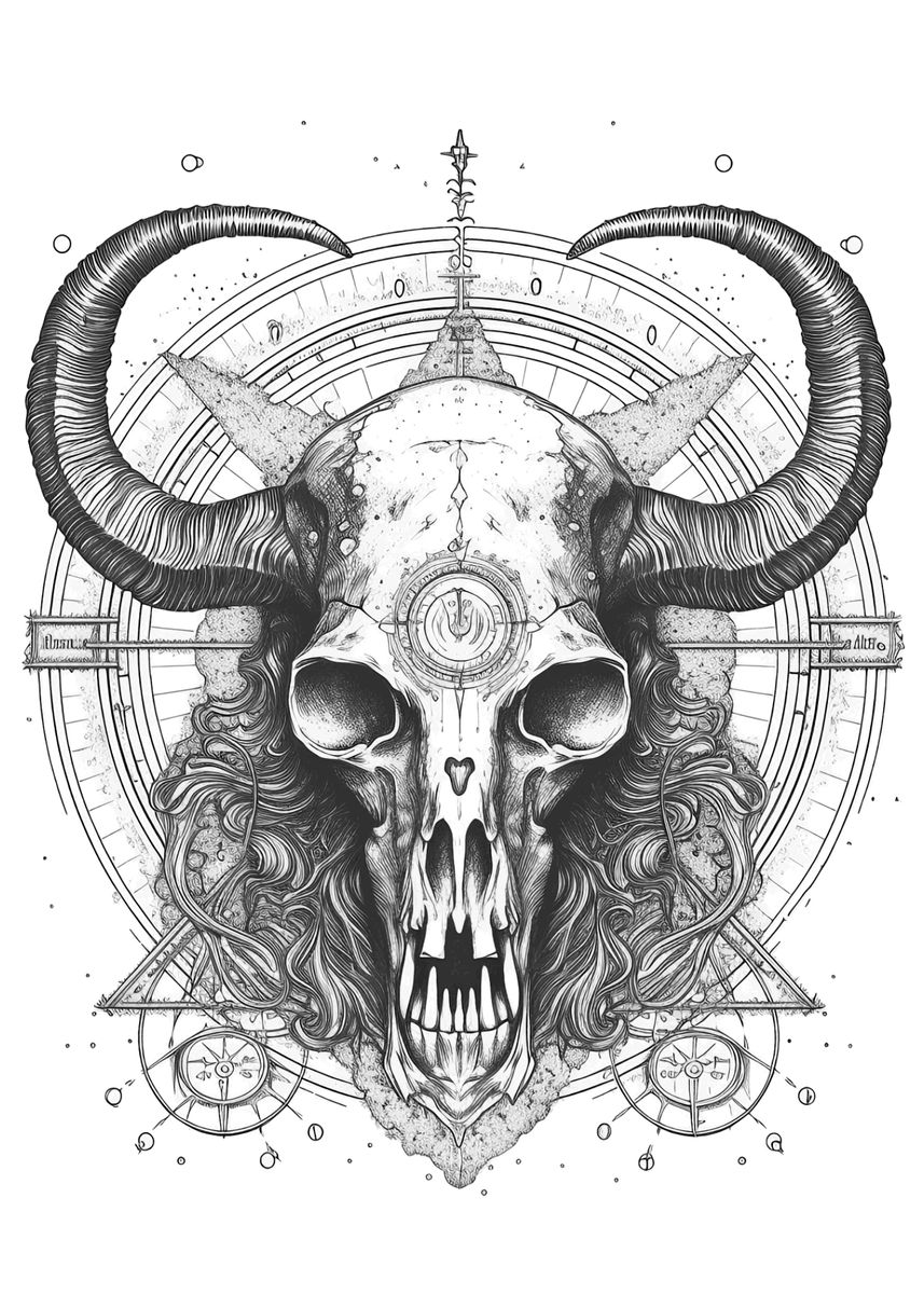 'Badass Gothic Demon Skull' Poster, picture, metal print, paint by ...