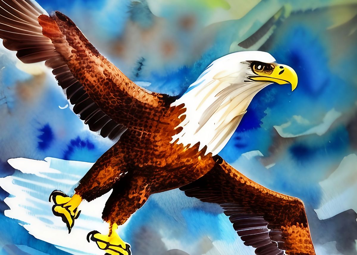 'Eagle flying high in sky' Poster by Sloka | Displate