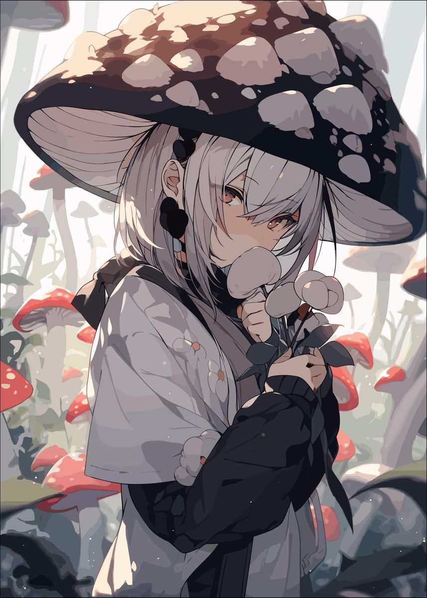 'Anime Mushroom Girl' Poster, picture, metal print, paint by PxL | Displate