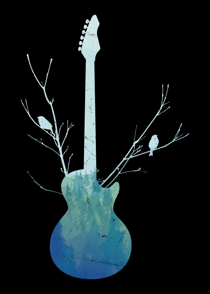 'Nature Guitar Bird' Poster, picture, metal print, paint by ...