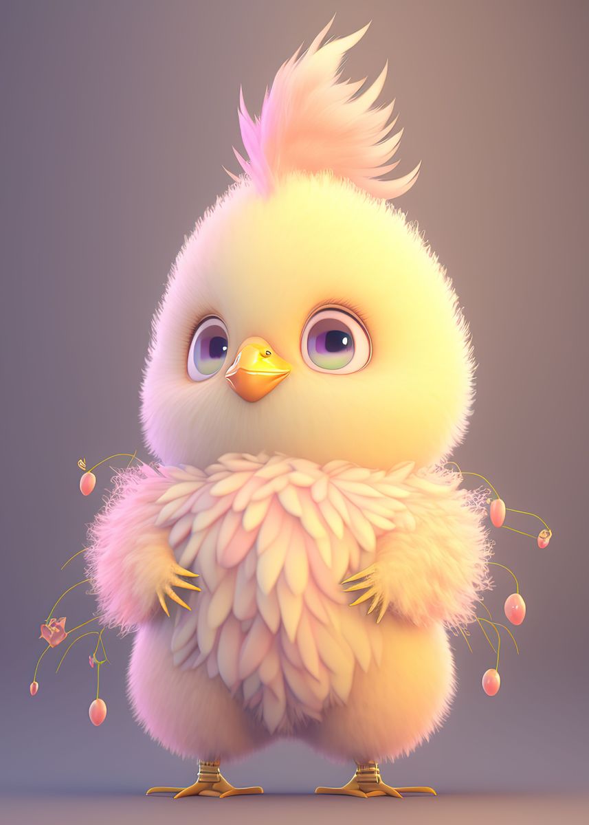 'chicken baby ' Poster, picture, metal print, paint by Jena | Displate