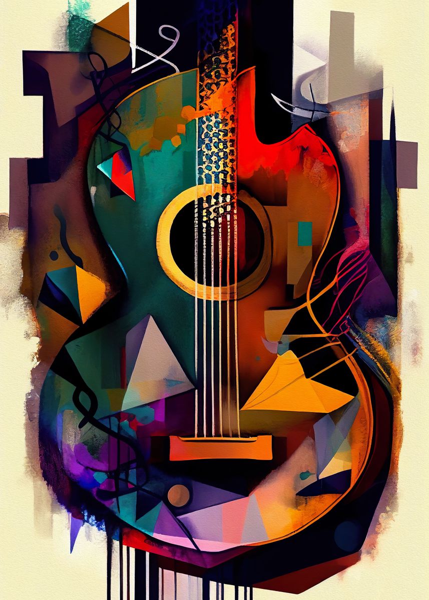 'Abstract Acoustic Guitar' Poster, picture, metal print, paint by Cris ...