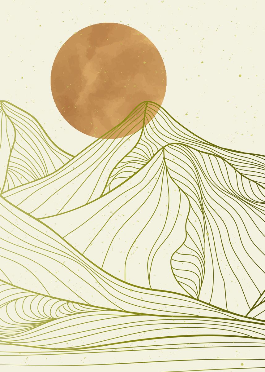 'MOUNTAIN LINE ART' Poster, picture, metal print, paint by budi yanto ...