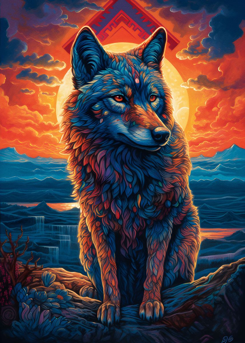 'Wolf 4' Poster, picture, metal print, paint by Elz art | Displate