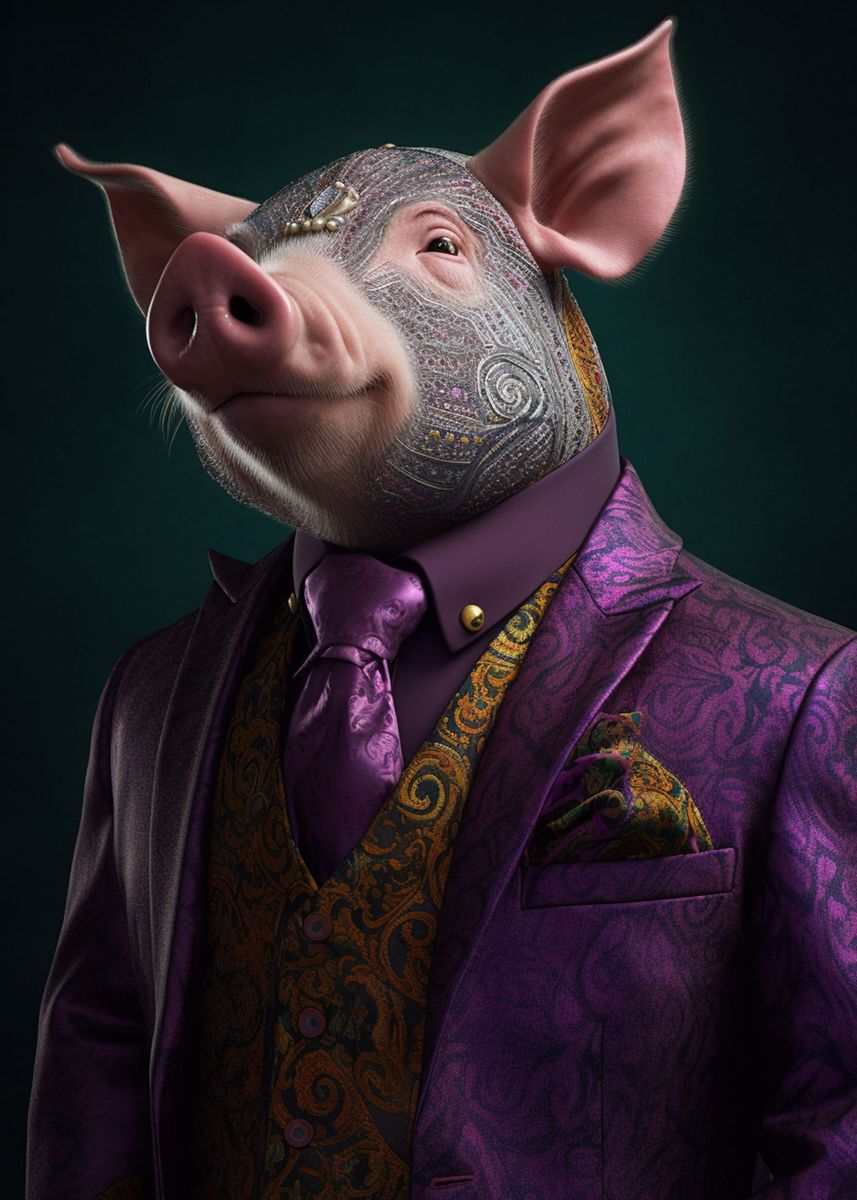 'Fashion Style Pig' Poster, picture, metal print, paint by Fachrul ...