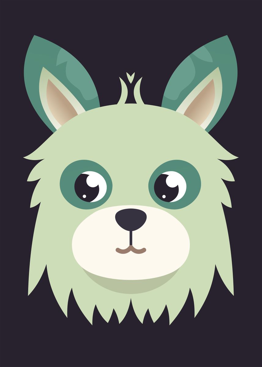 'GREEN FOX CUTE FACE' Poster, picture, metal print, paint by Pucaaa ...