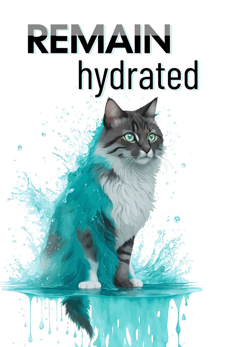 'Remain Hydrated Funny Cat' Poster by Jovana | Displate