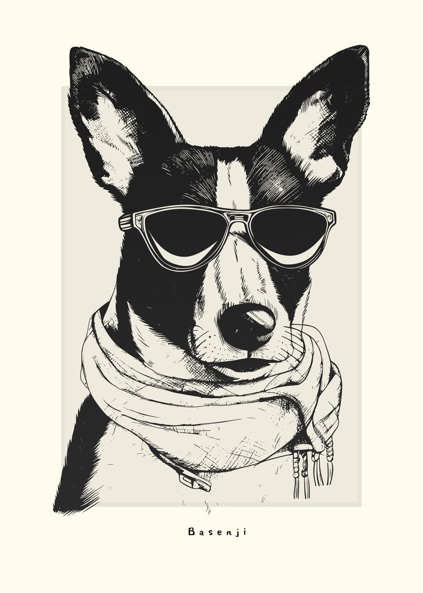 'Basenji Illustratiion' Poster, picture, metal print, paint by Rafael Dxgn | Displate