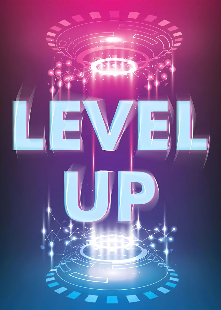 'Level Up' Poster, picture, metal print, paint by G Design | Displate