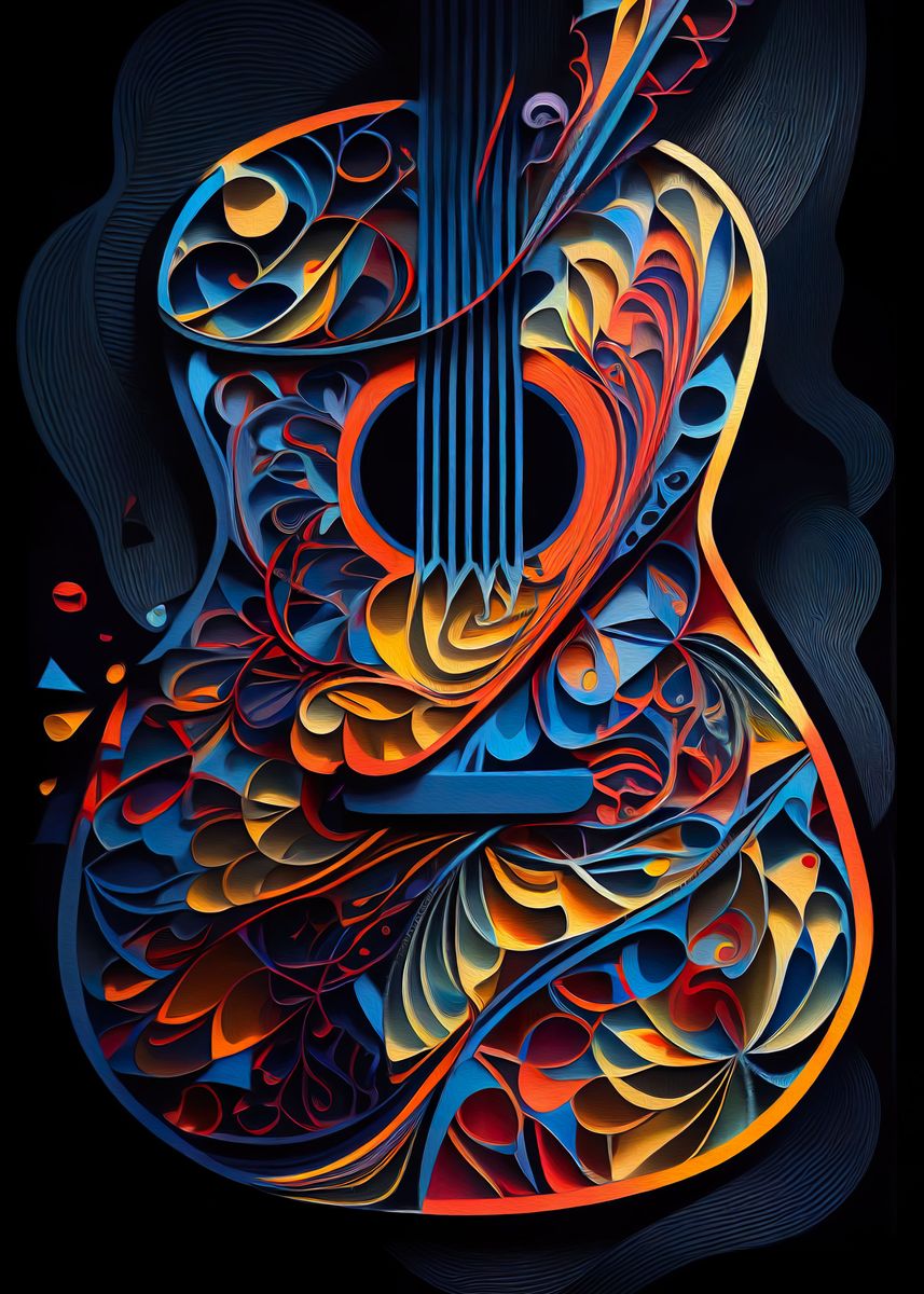 'Abstract Acoustic Guitar' Poster, picture, metal print, paint by Cris ...