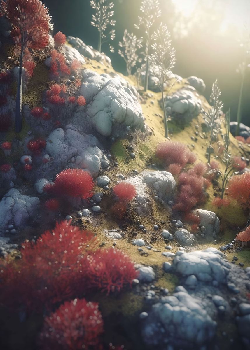 'Moss Meadows' Poster, picture, metal print, paint by DREAMY 3D | Displate