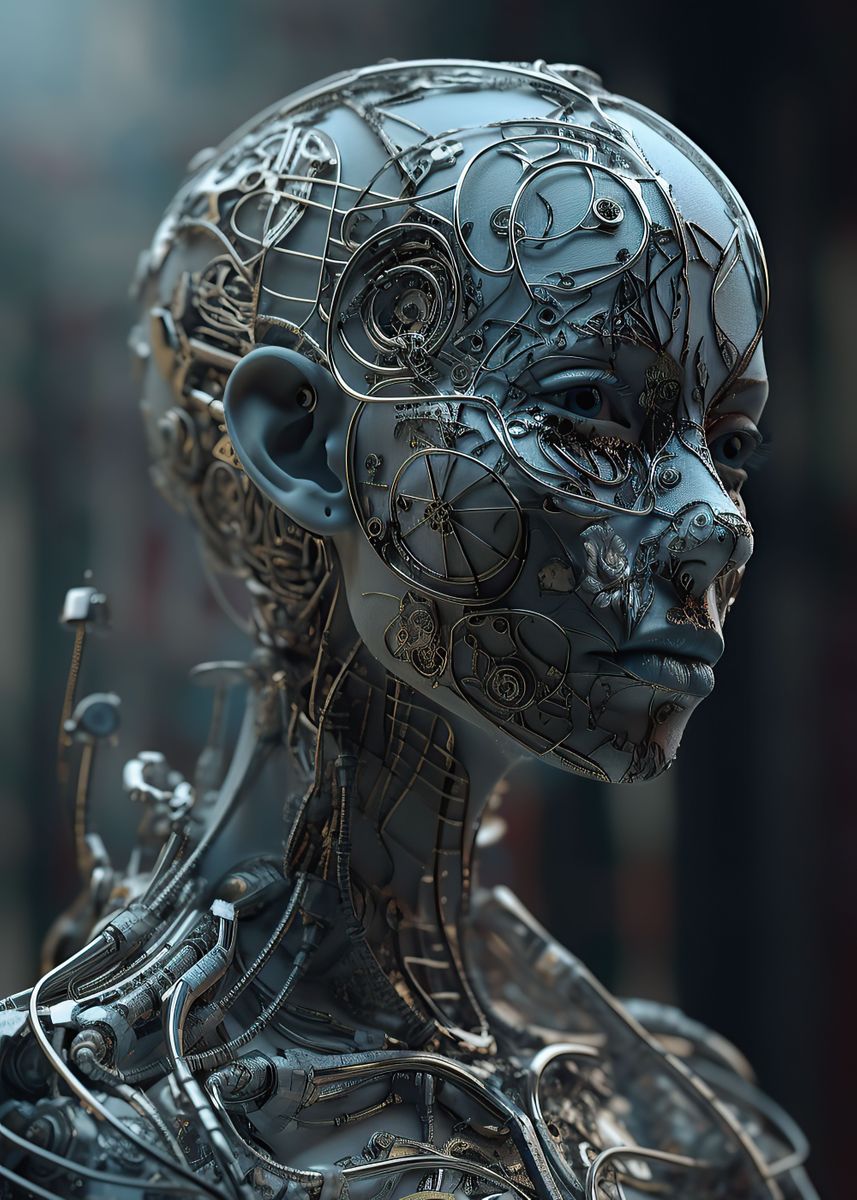 'Cyborg Porcelain Female' Poster, picture, metal print, paint by ...