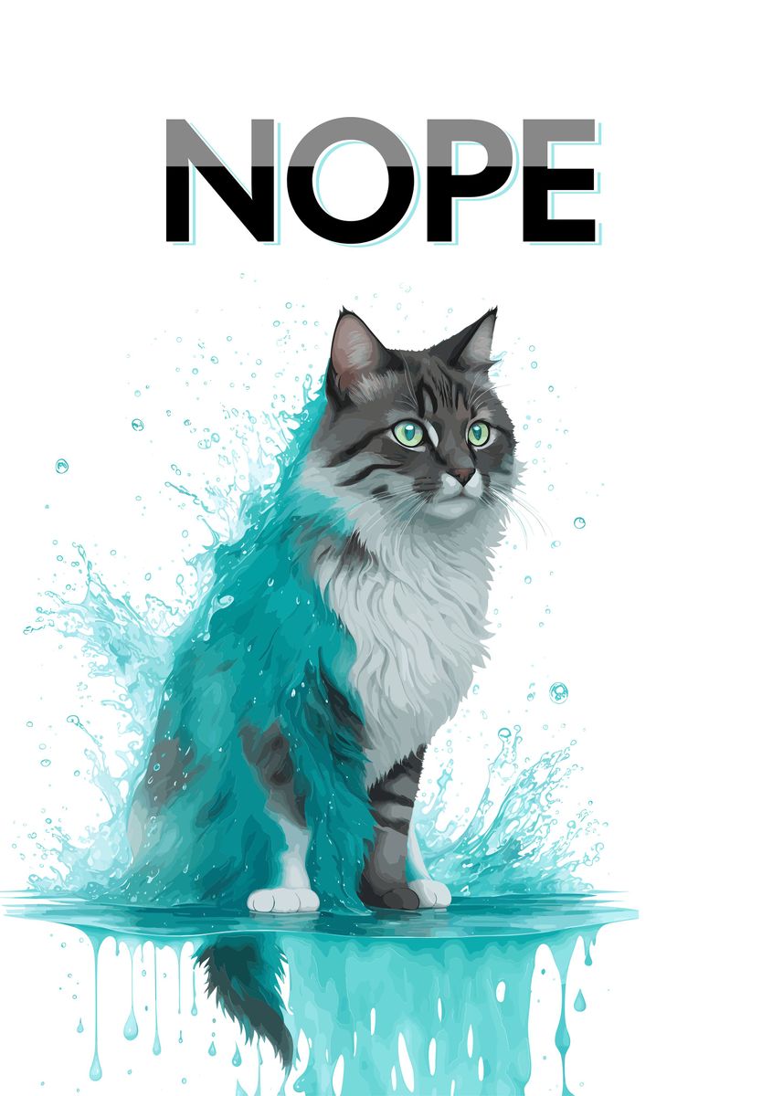 'Sarcastic Cat Nope' Poster, picture, metal print, paint by Jovana ...