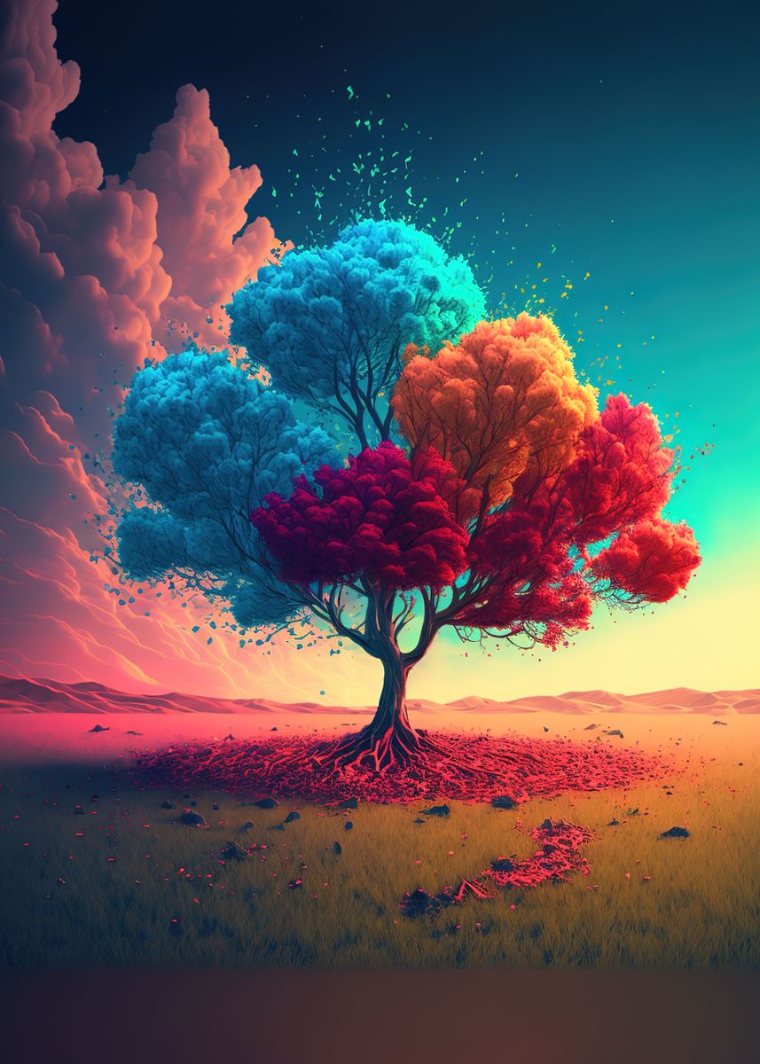 'colorful tree' Poster, picture, metal print, paint by deidrera cheal ...