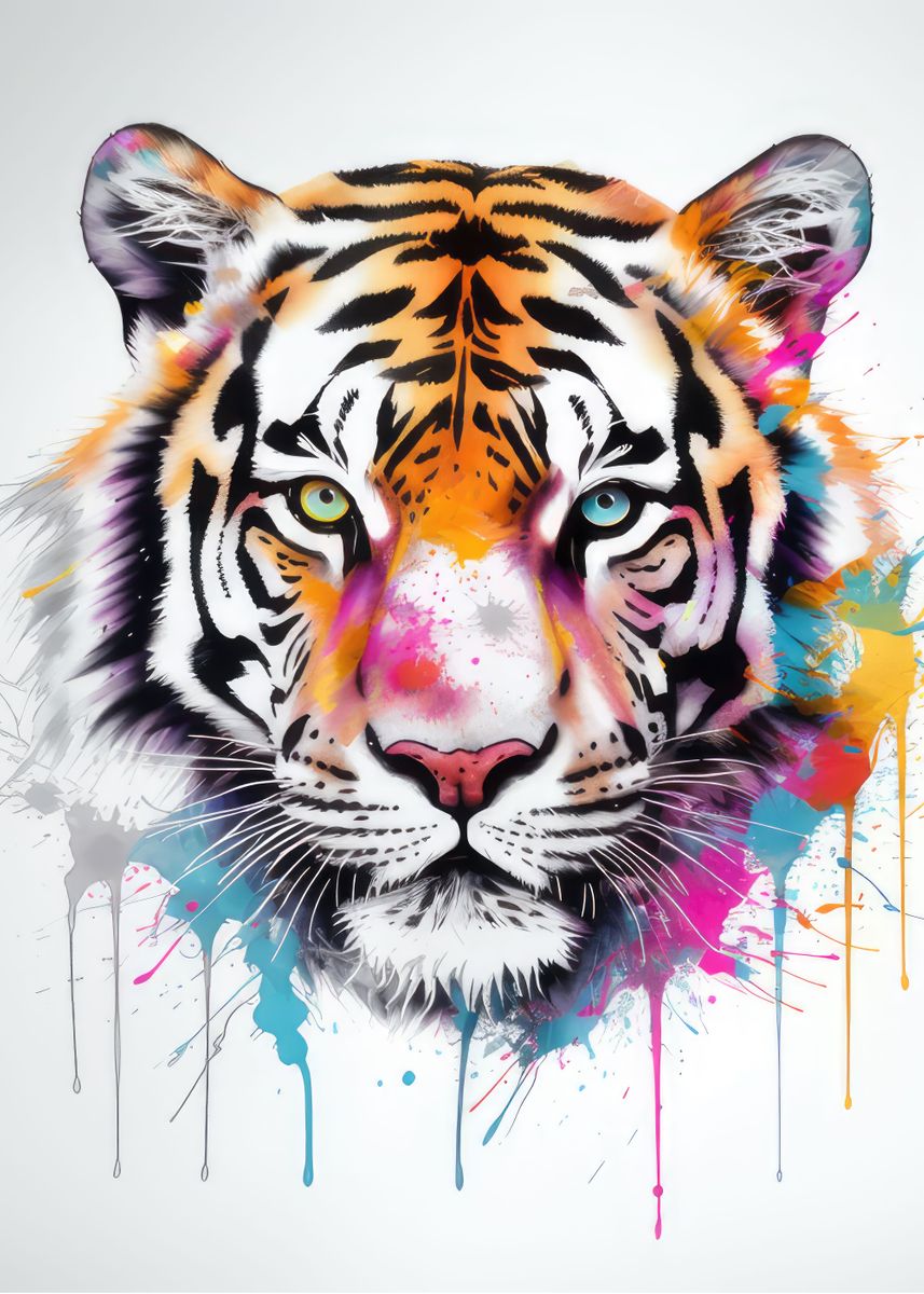 'Colorful Tiger' Poster by Wolf Design Studios | Displate