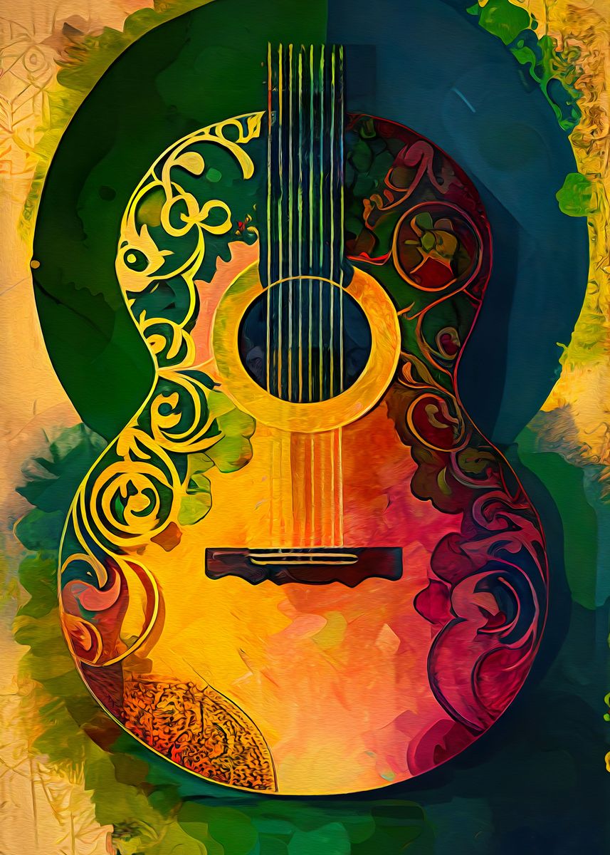 'Abstract Acoustic Guitar' Poster, picture, metal print, paint by Cris ...