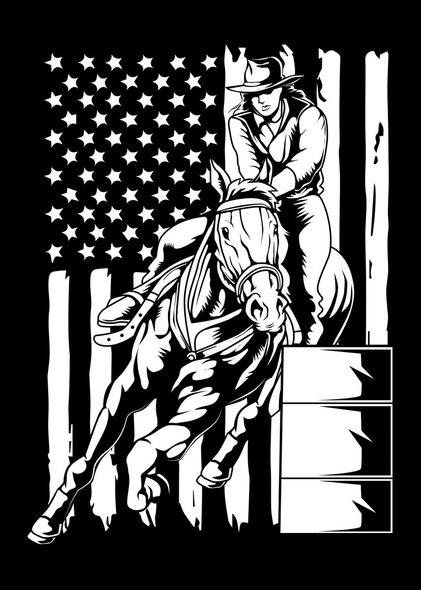 'Barrel Racing USA' Poster by FunnyGifts | Displate