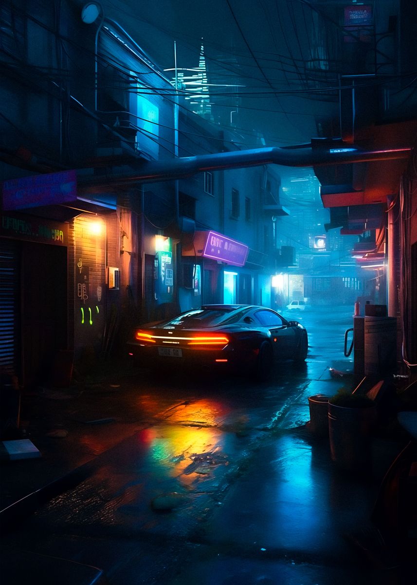 'Futuristic Sports Car' Poster, picture, metal print, paint by ...