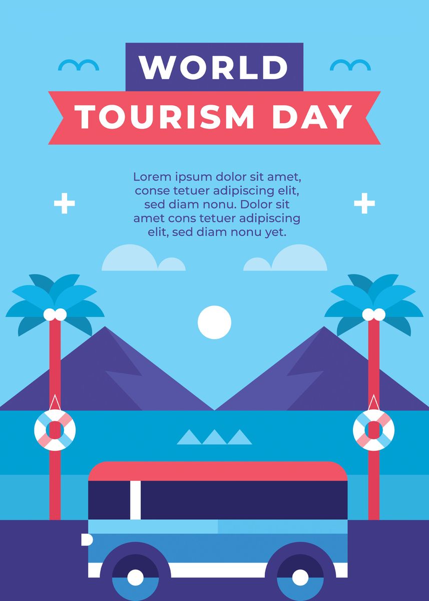 'World Tourism' Poster, picture, metal print, paint by Sunset Creative ...