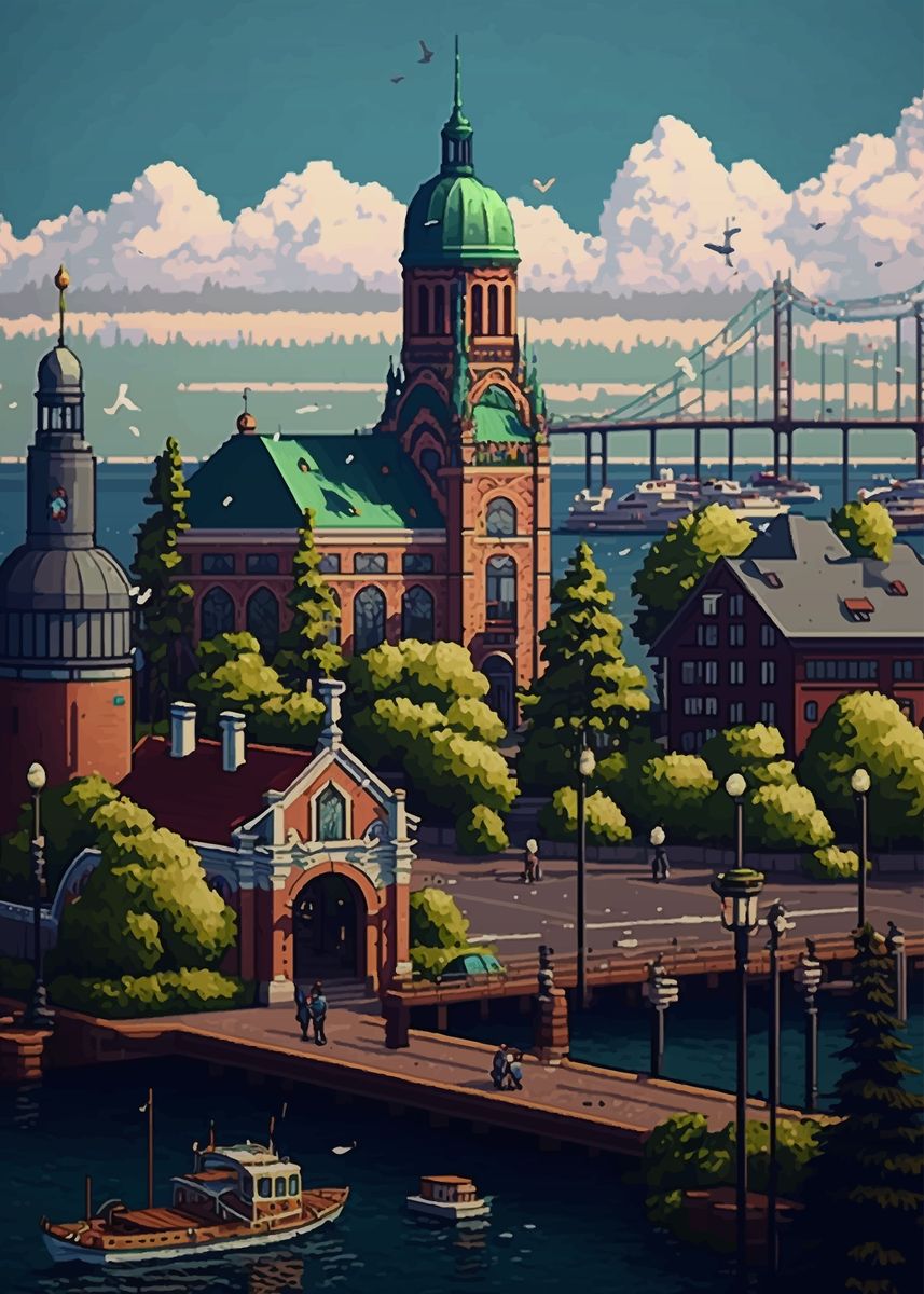 'Saariselka 02 Pixel art' Poster, picture, metal print, paint by M Art ...