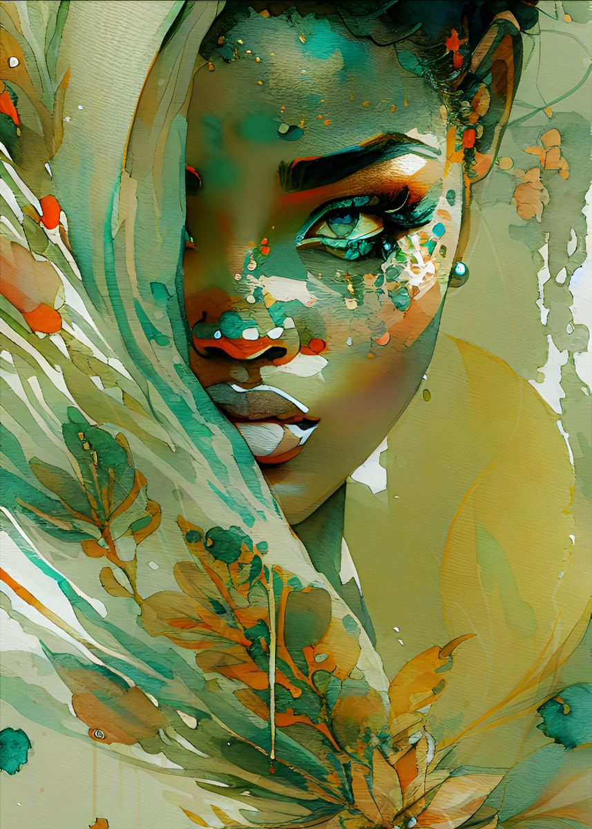 'Art Nouveau Anime Dryad' Poster, picture, metal print, paint by Shroom ...