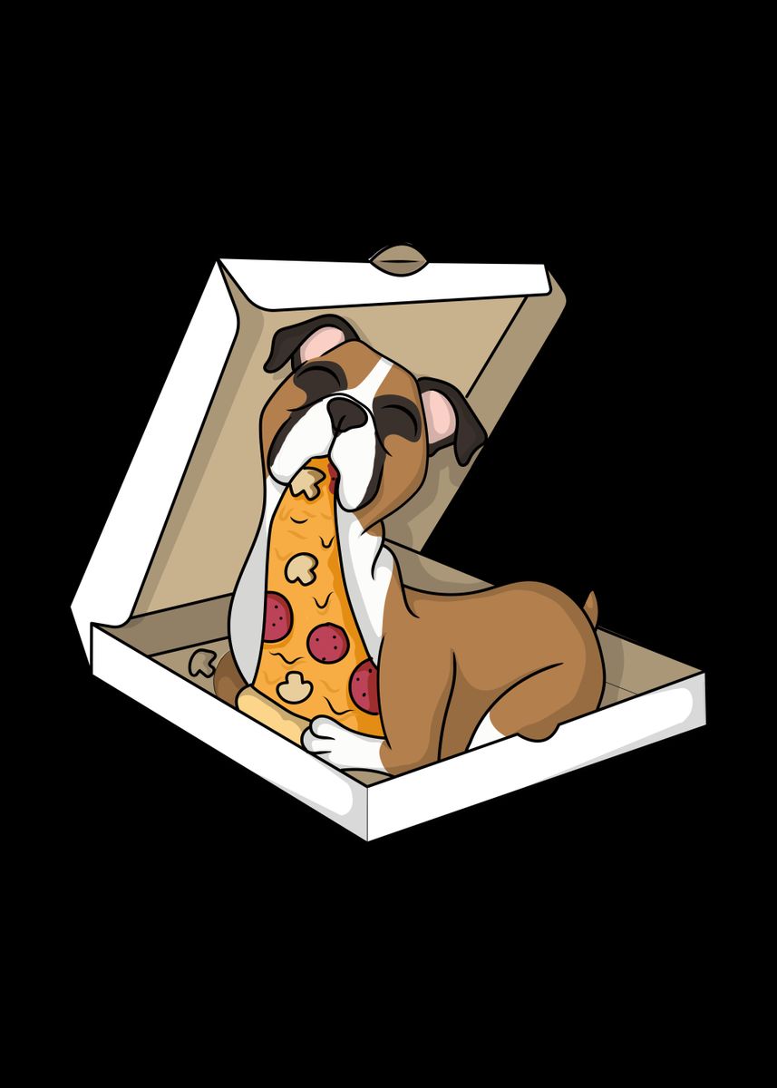 'Boxer Dog Pizza ' Poster, picture, metal print, paint by PetPrints ...